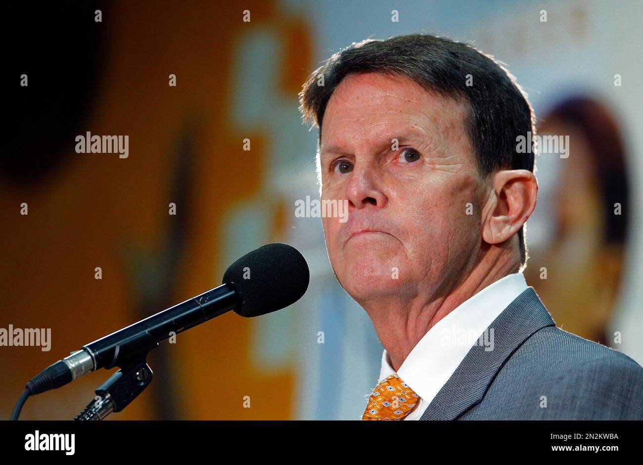University of Tennessee athletic director Dave Hart pauses as he speaks ...