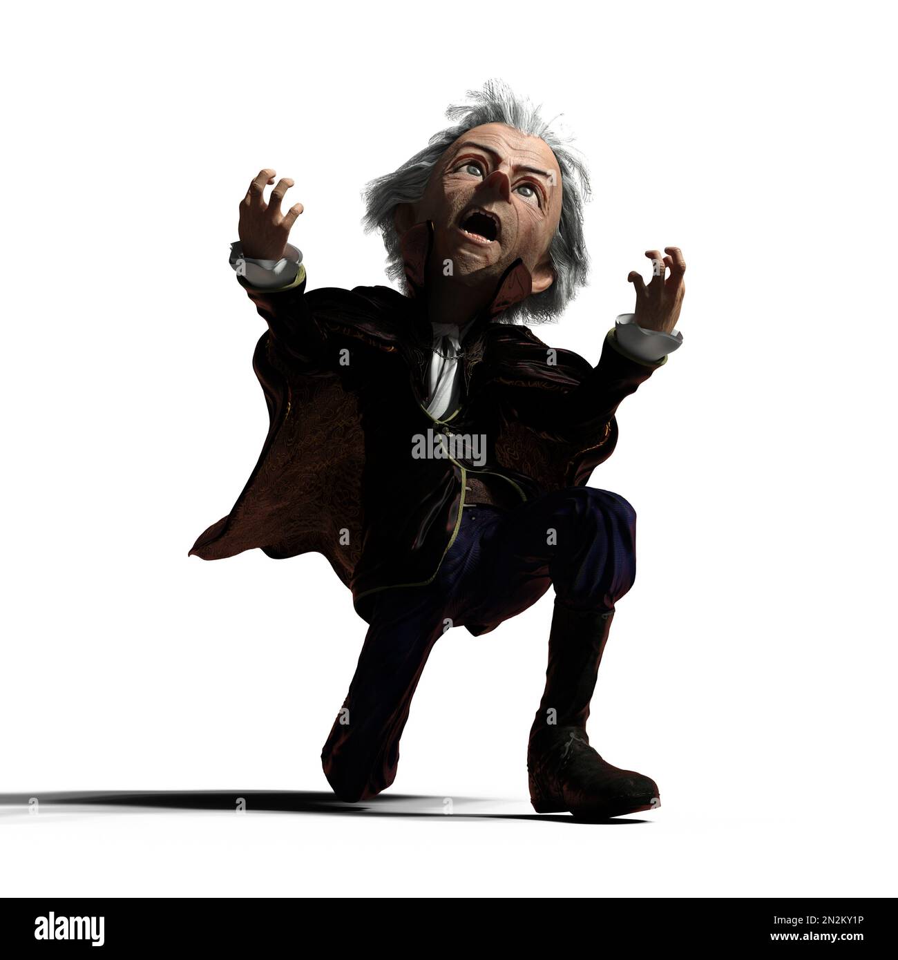 3D-illustration of a cute and funny cartoon earl vampire with a very ...