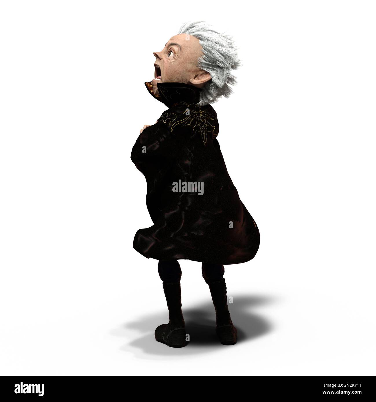 3D-illustration of a cute and funny cartoon earl vampire with a very ...