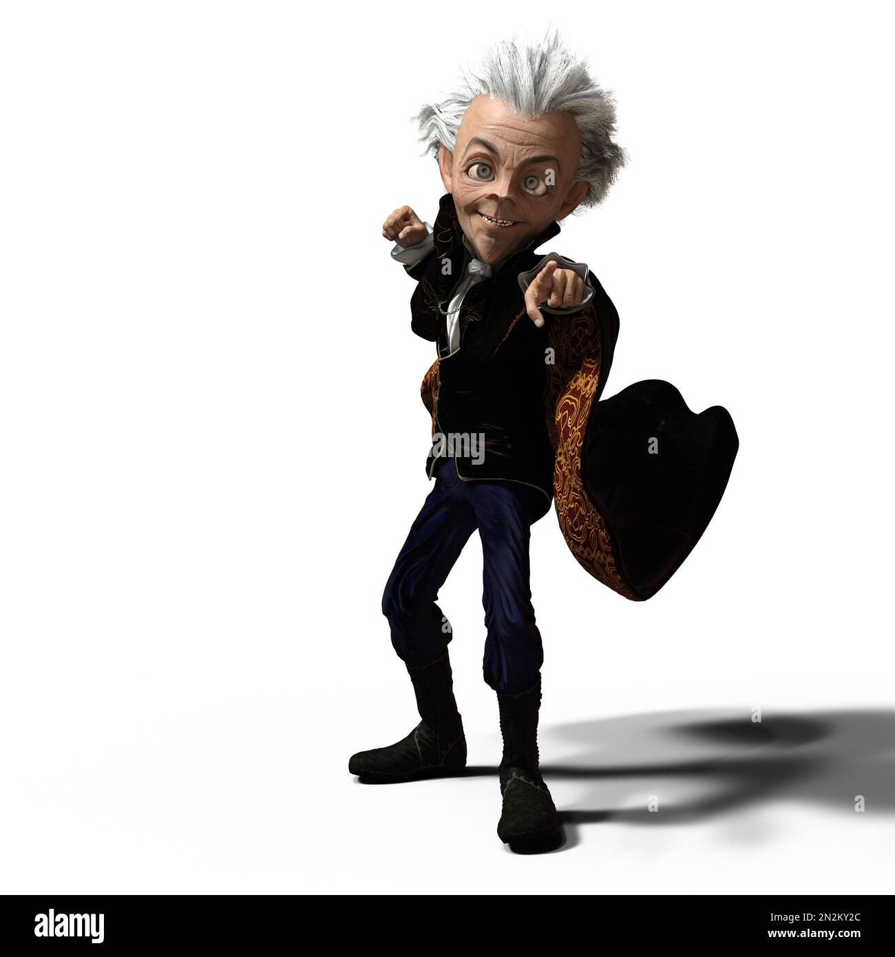 3D-illustration of a cute and funny cartoon earl vampire with a very ...