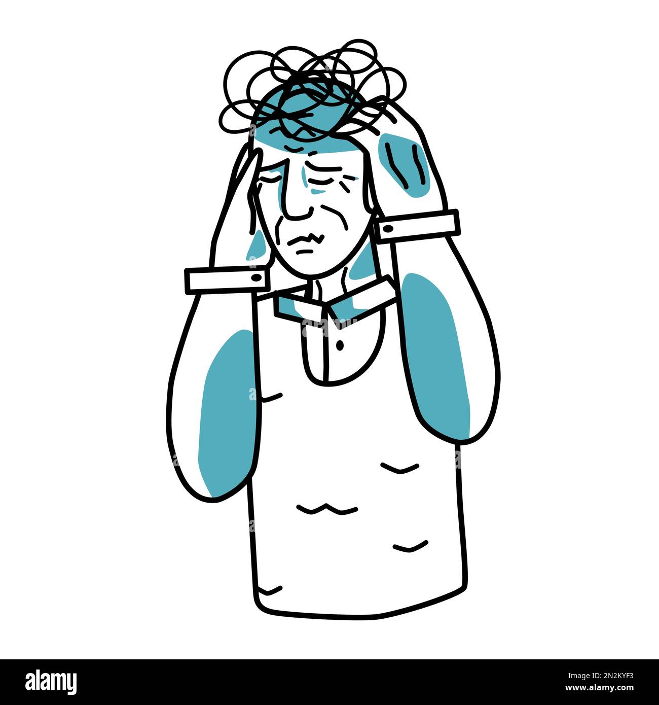 Stressed grandfather, emotion of anxiety. Stressful mood of an old man ...