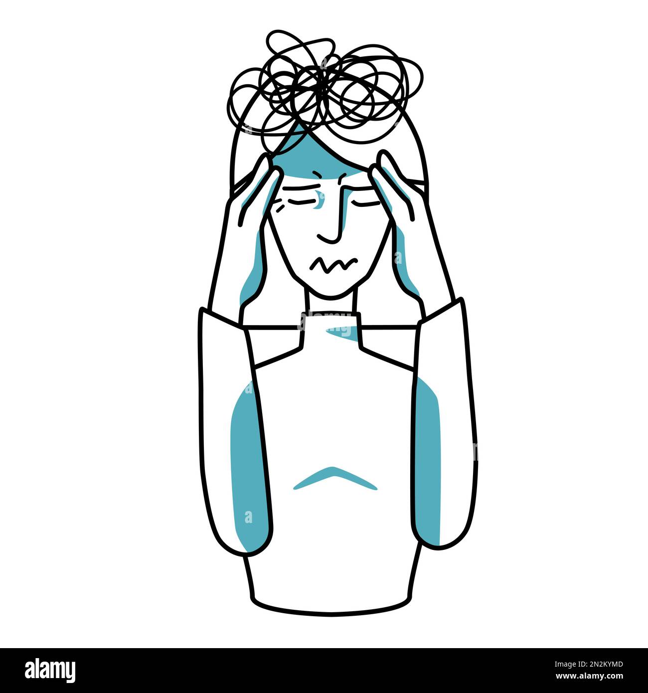 Stressed woman character, emotion of anxiety. Stressful mood of a ...