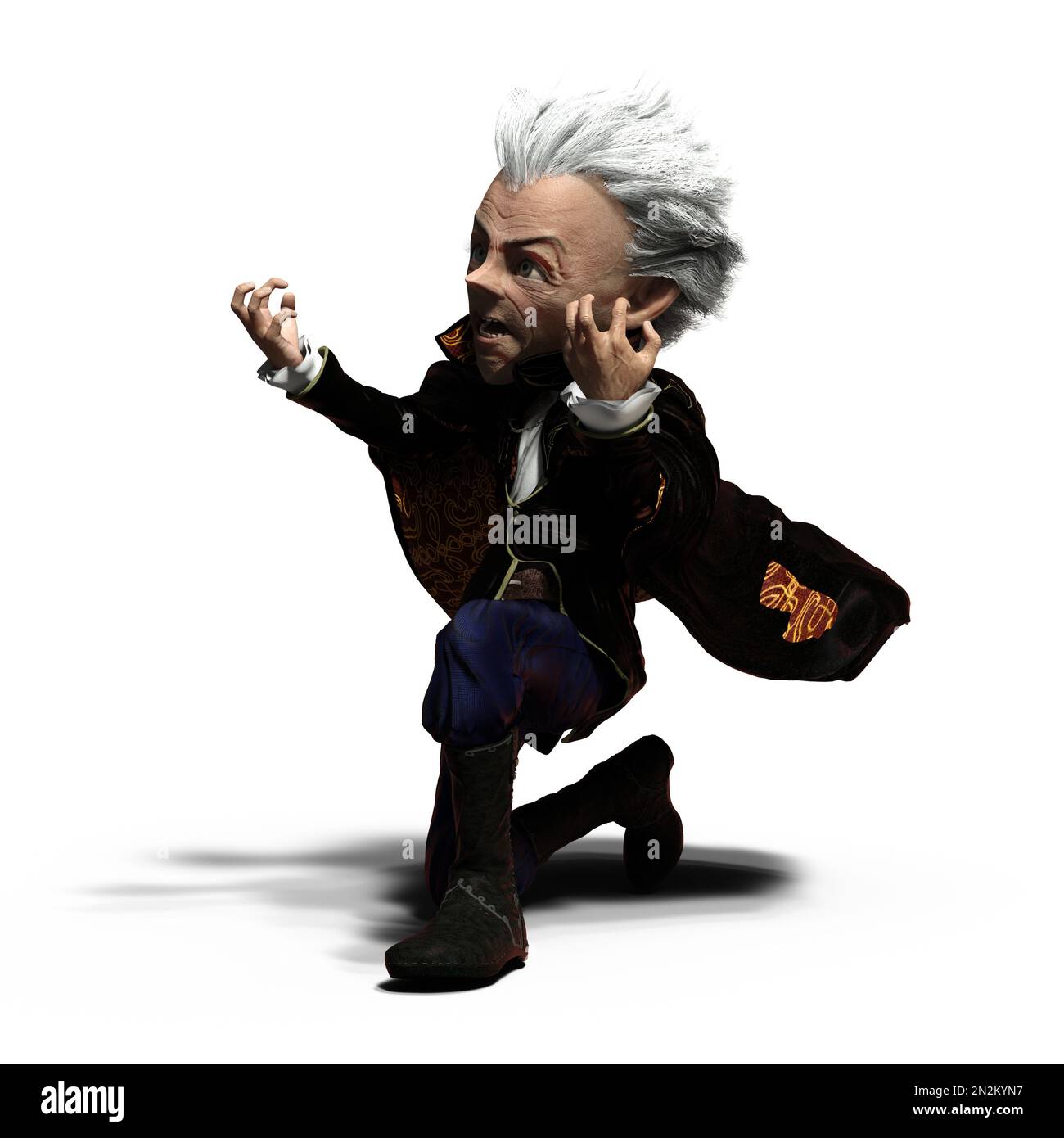 3D-illustration of a cute and funny cartoon earl vampire with a very ...