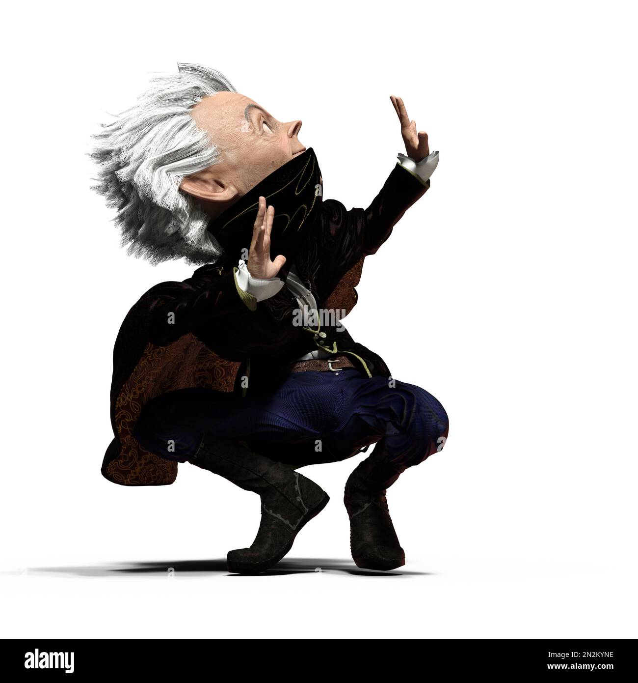 3D-illustration of a cute and funny cartoon earl vampire with a very ...