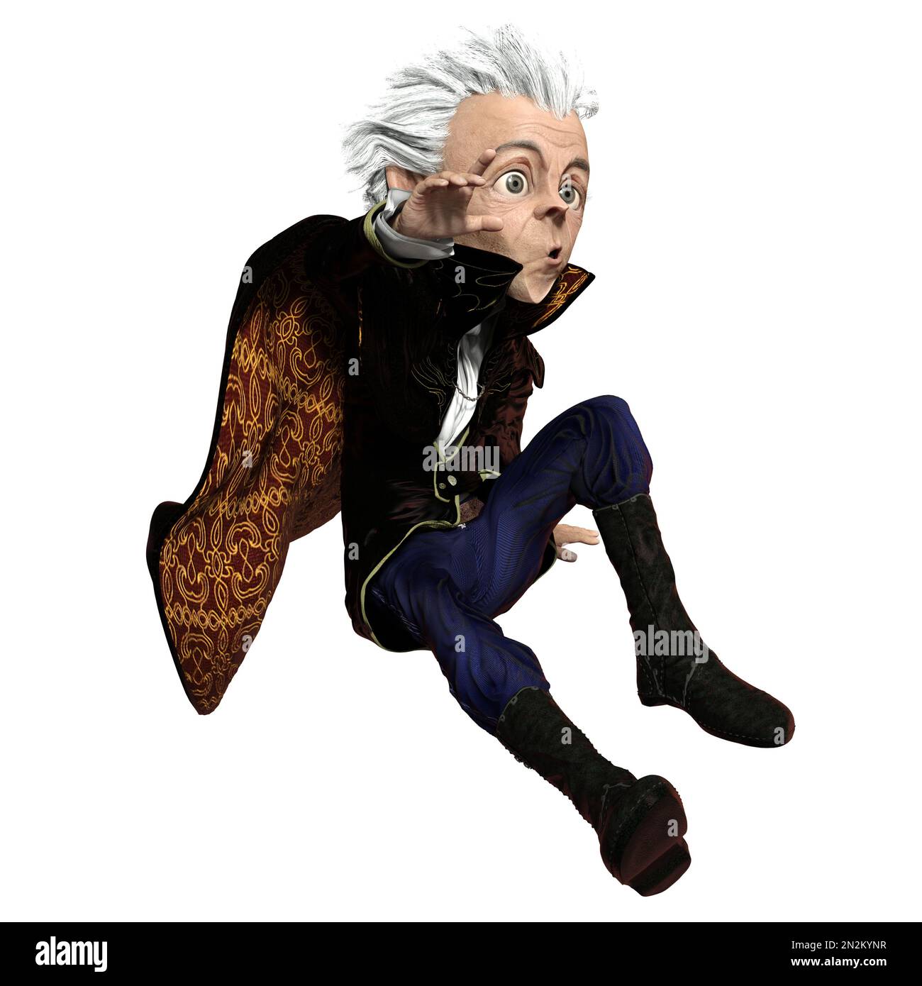 3D-illustration of a cute and funny cartoon earl vampire with a very ...