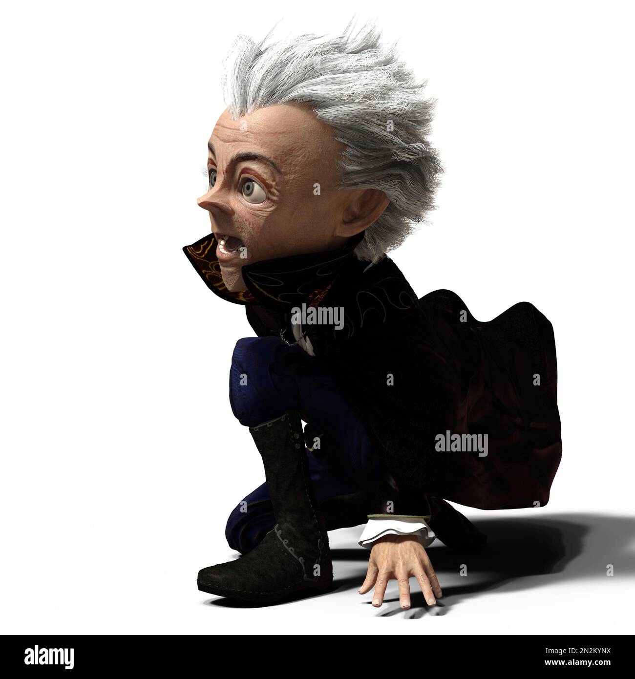 3D-illustration of a cute and funny cartoon earl vampire with a very ...