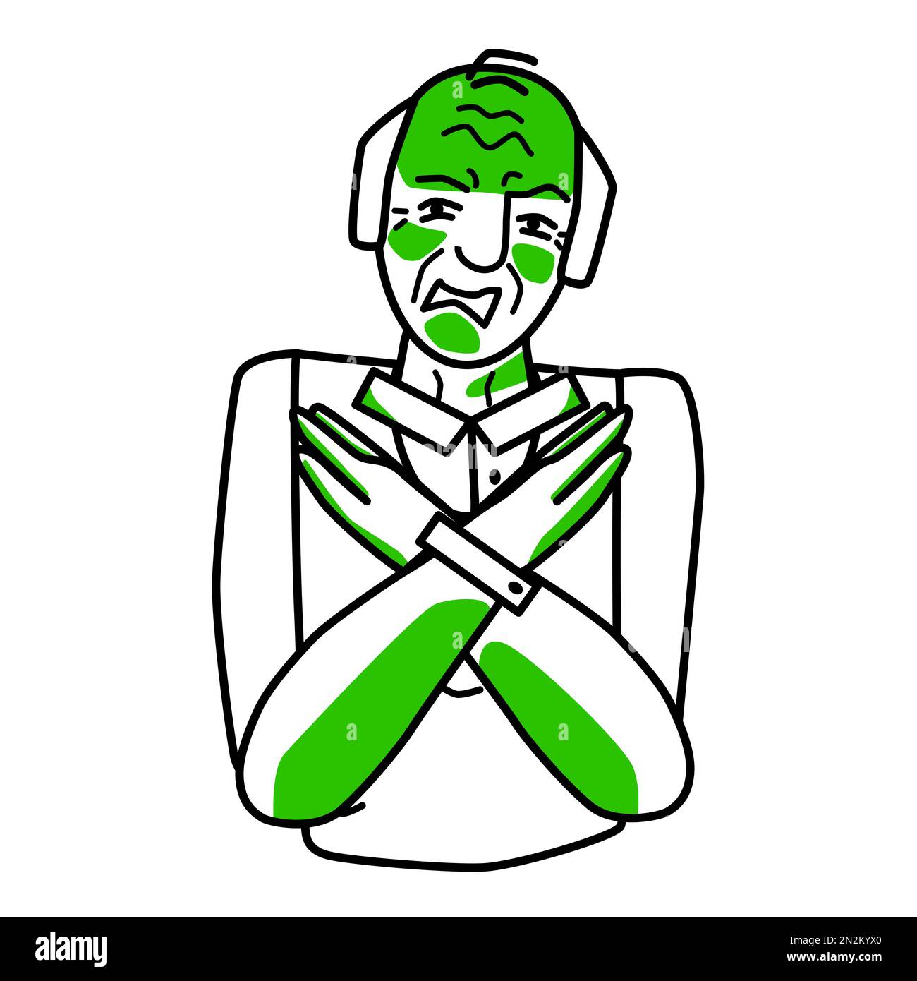 Elderly man with emotion of disgust. Disgusted half body grandfather ...