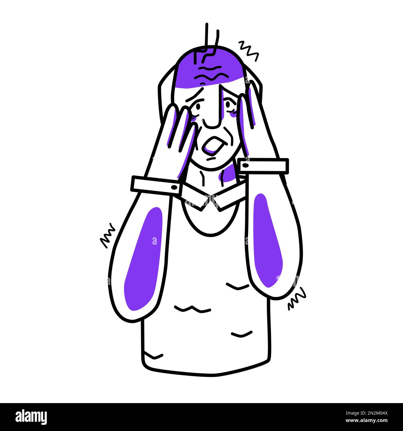 Frightened grandfather, emotion of fear. Afraid half body elderly man ...