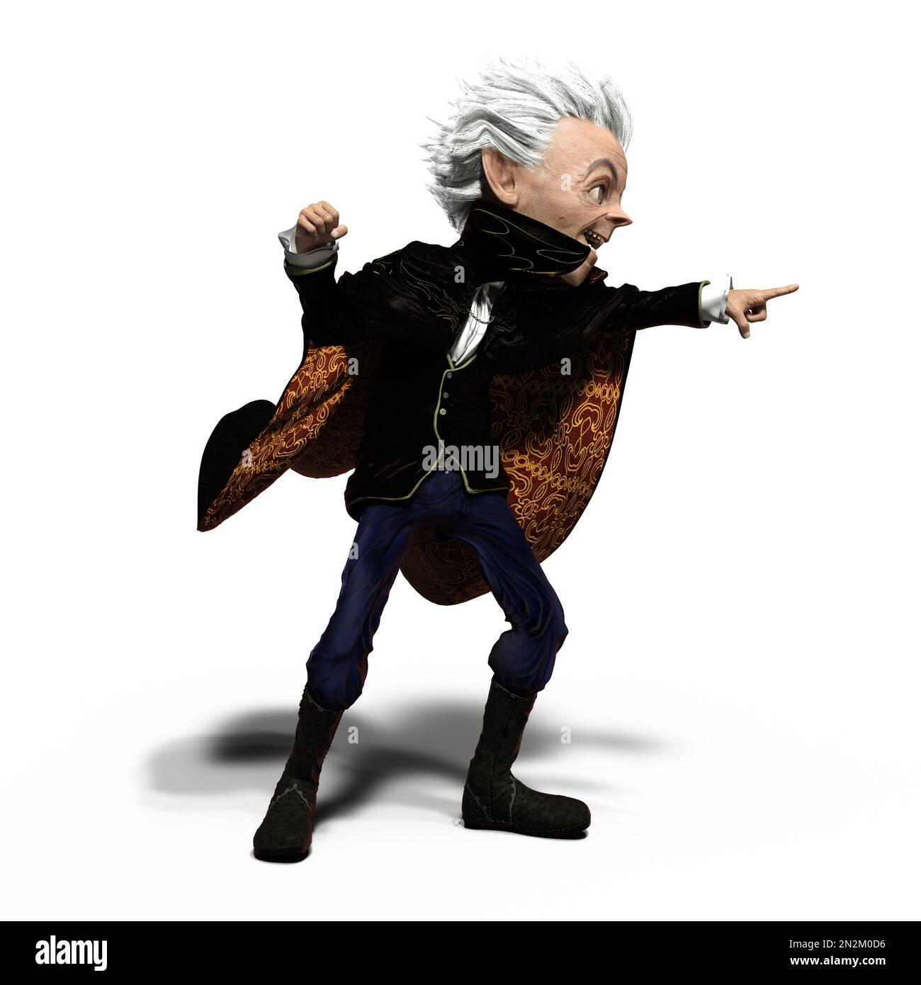 3D-illustration of a cute and funny cartoon earl vampire with a very ...