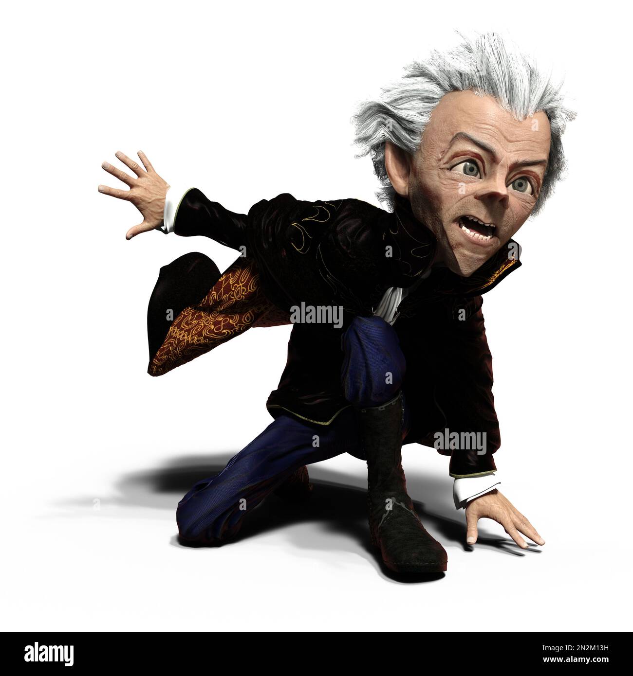 3D-illustration of a cute and funny cartoon earl vampire with a very ...