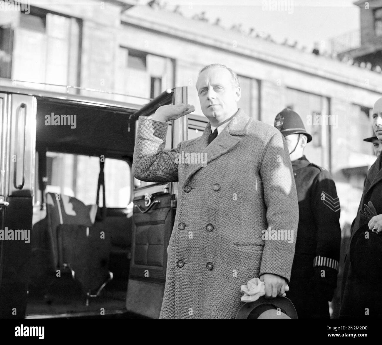 German Ambassador Joachim Von Ribbentrop saluting on arrival at Croydon ...