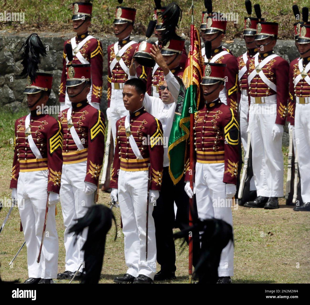 Philippine troops line up during the 36th Commencement Exercises of the ...