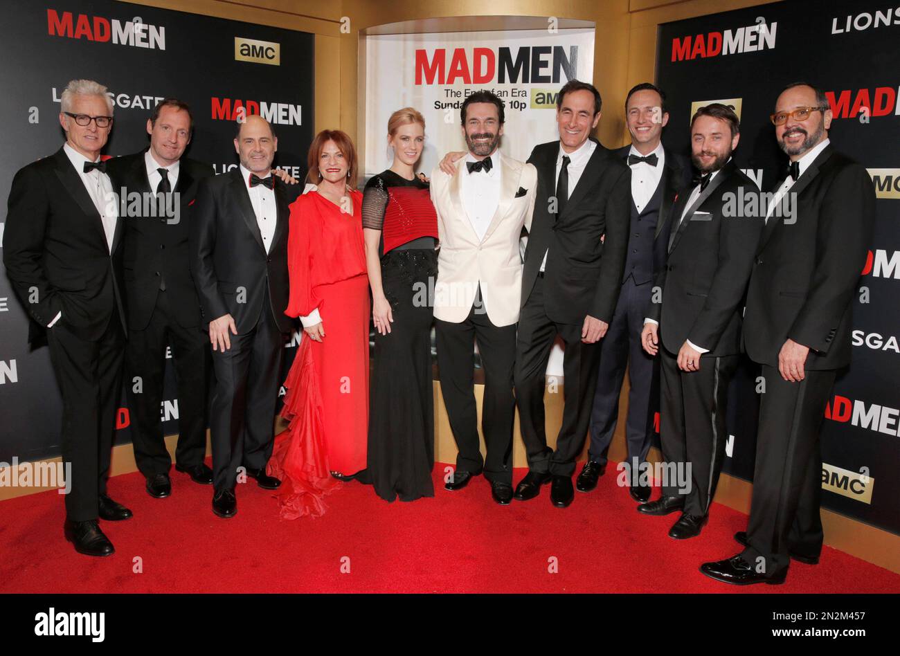 John Slattery from left, Ed Carroll, COO, AMC Networks, Matthew Weiner ...