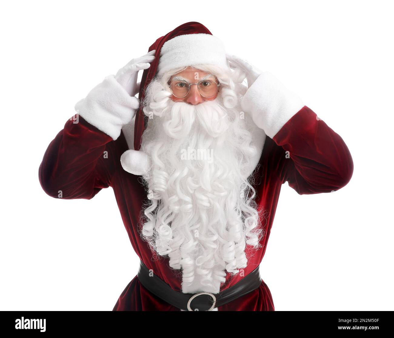 Portrait of Santa Claus on white background Stock Photo - Alamy