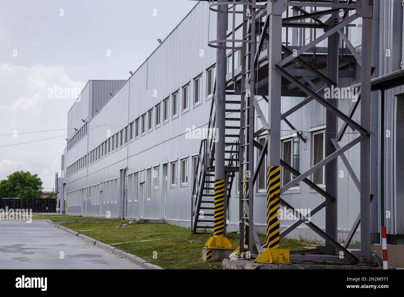 metal street stairs in the production room, emergency exit Stock Photo ...