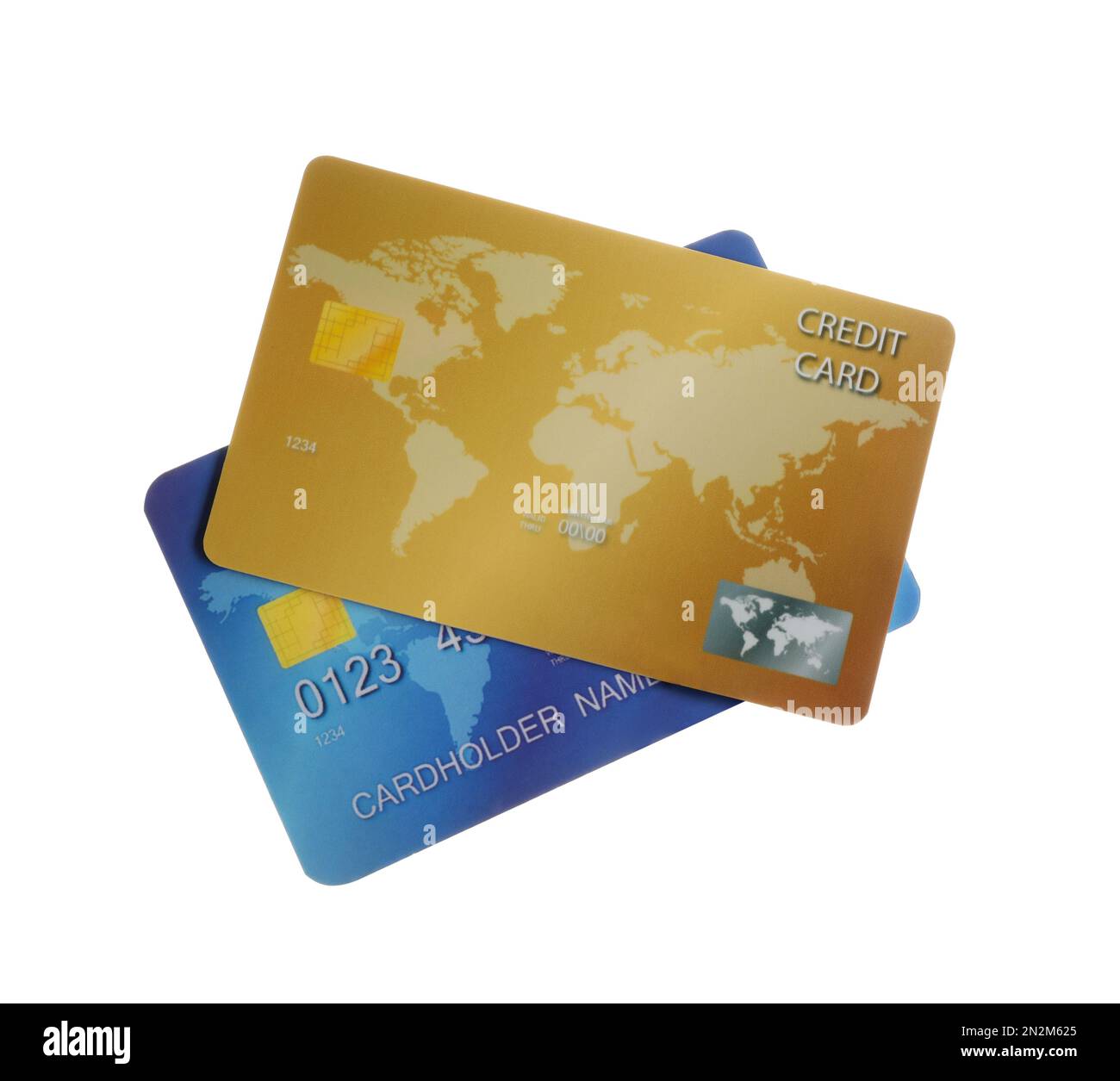 Different plastic credit cards on white background Stock Photo - Alamy