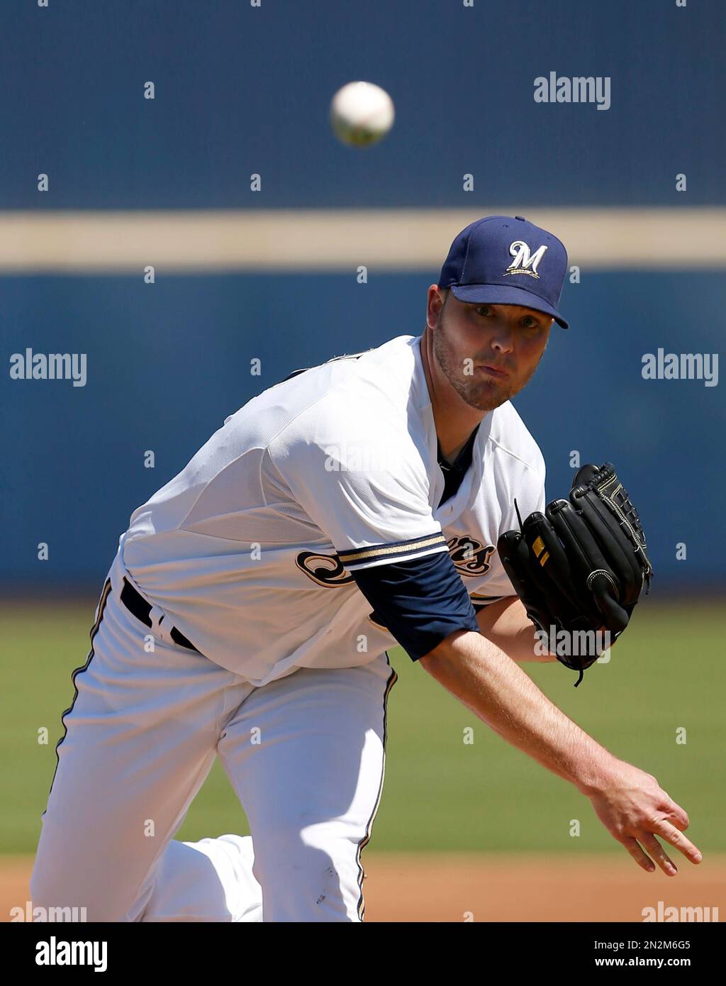 Milwaukee Brewers starting pitcher Jimmy Nelson throws in the first ...