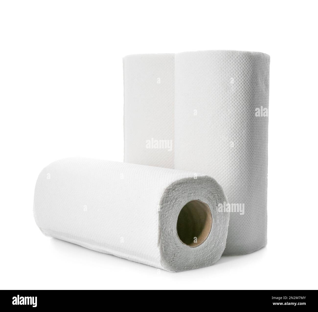 Rolls of paper tissues on white background Stock Photo - Alamy