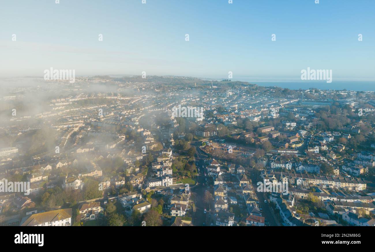 Torquay, UK. 07th Feb, 2023. A low mist envelops Torquay in Devon in ...