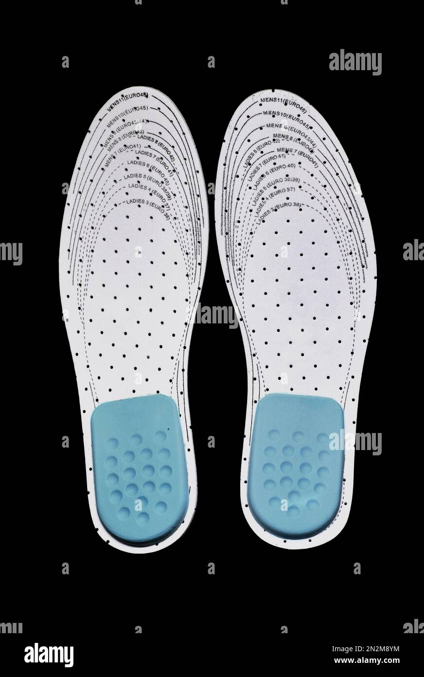 Image of a shoe insole with size markings on a black background Stock ...