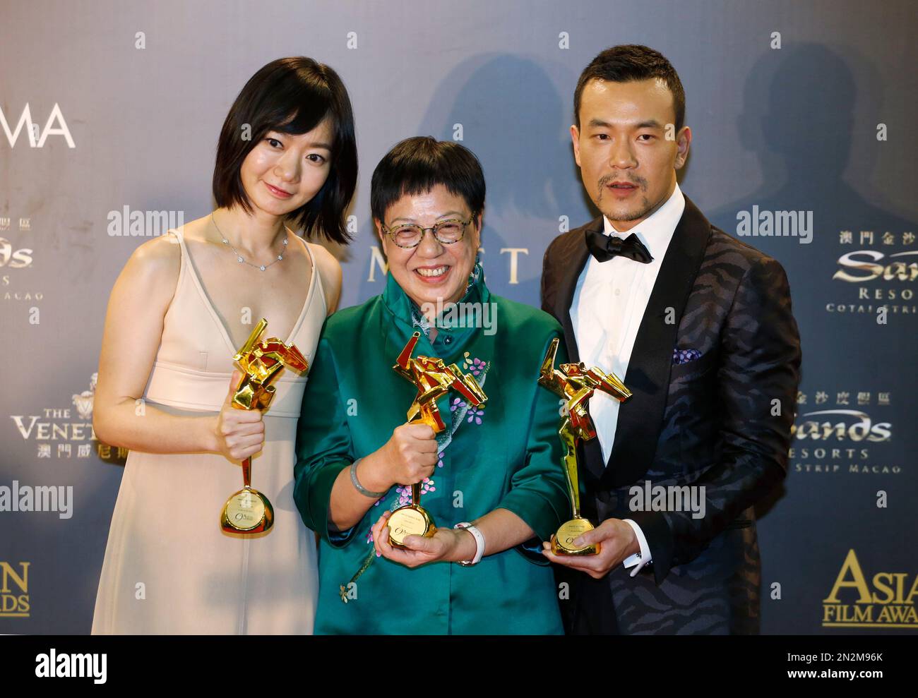 From left, South Korean actress Bae Doo-na, Hong Kong director Ann Hui and Chinese actor Liao ...