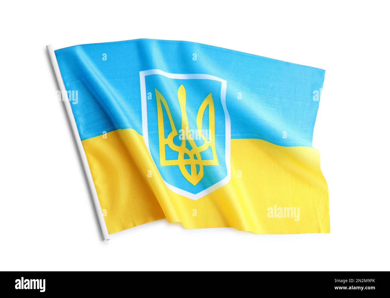 National flag of Ukraine isolated on white, top view Stock Photo - Alamy