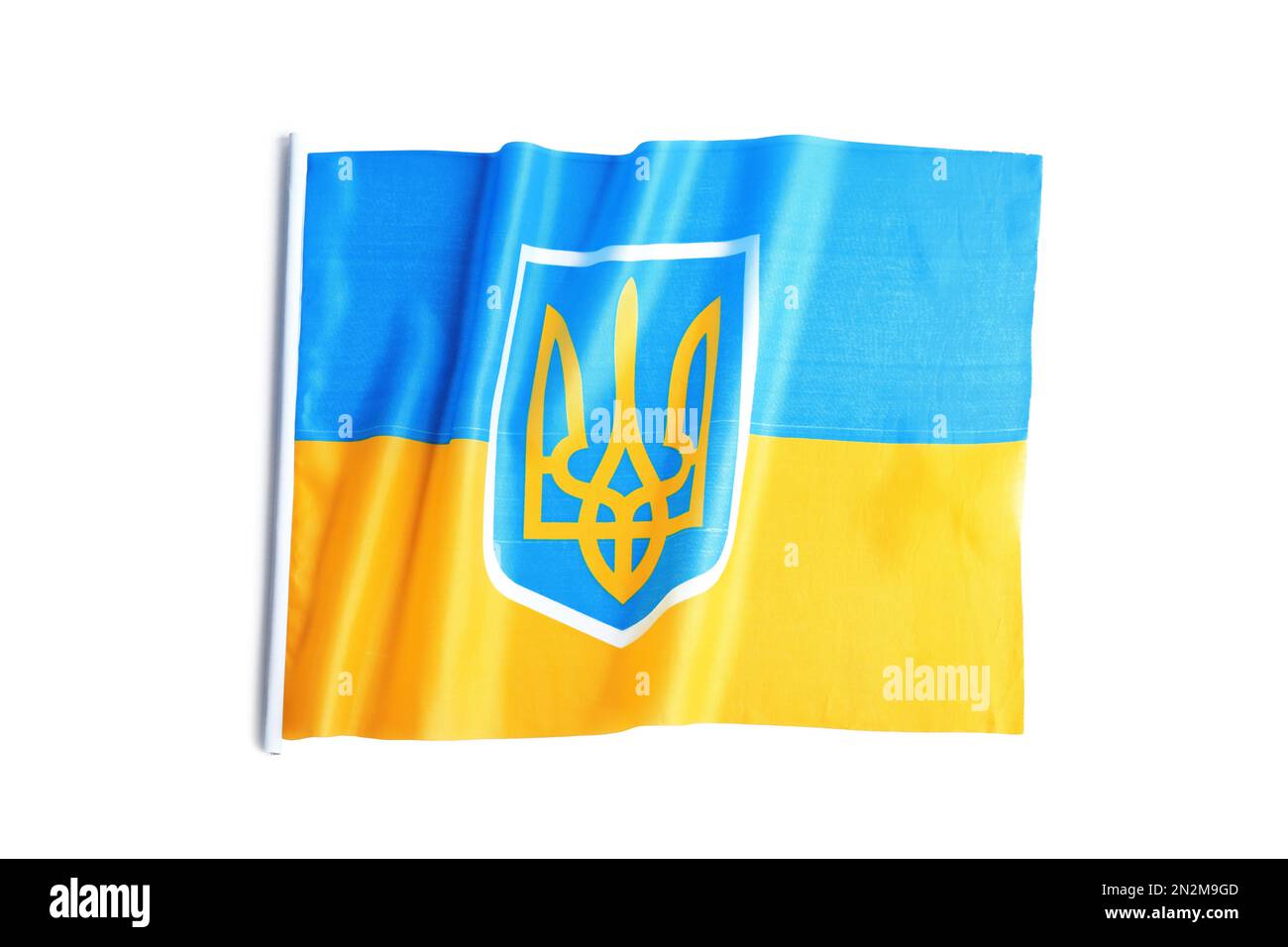 National flag of Ukraine isolated on white, top view Stock Photo - Alamy