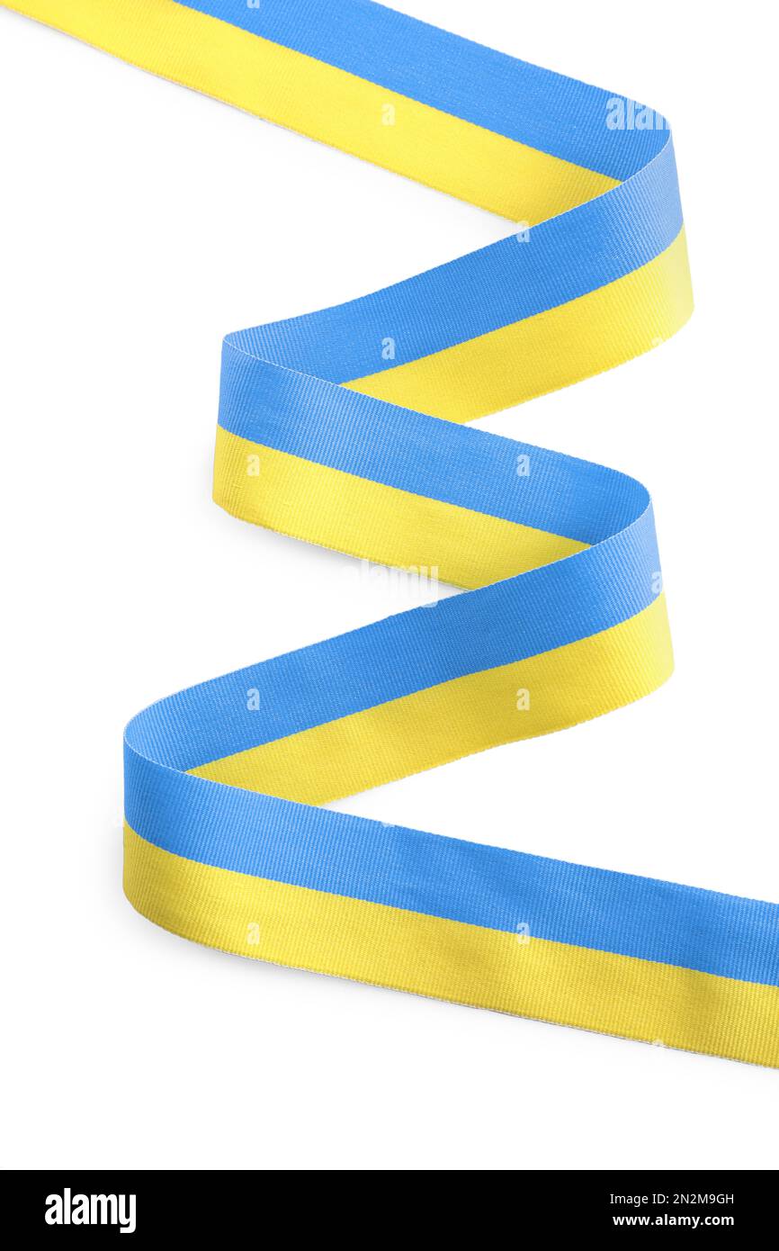 Ribbon with colors of national Ukrainian flag isolated on white Stock ...
