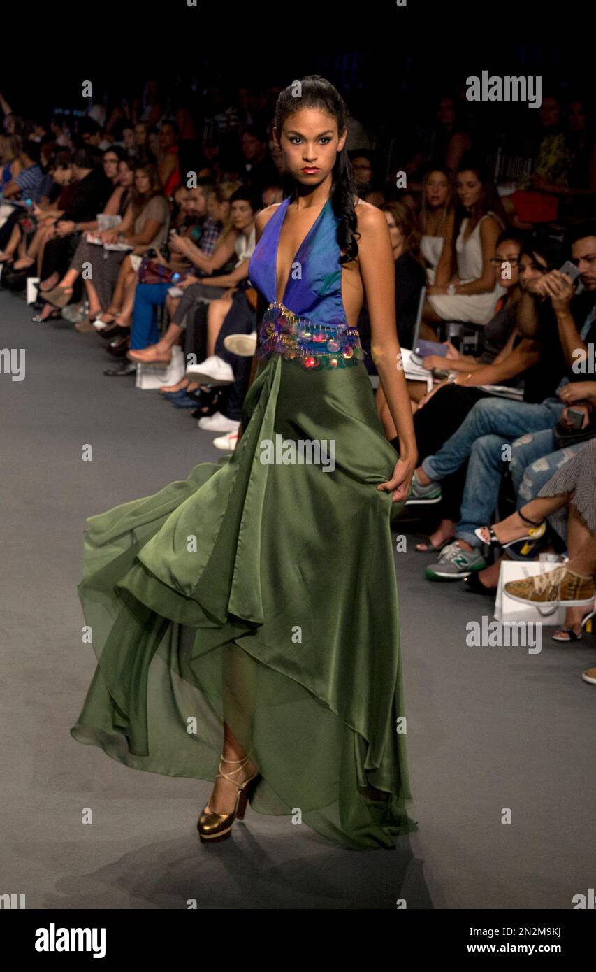 A model wears a creation from the Carolina Tola autumn/winter ...