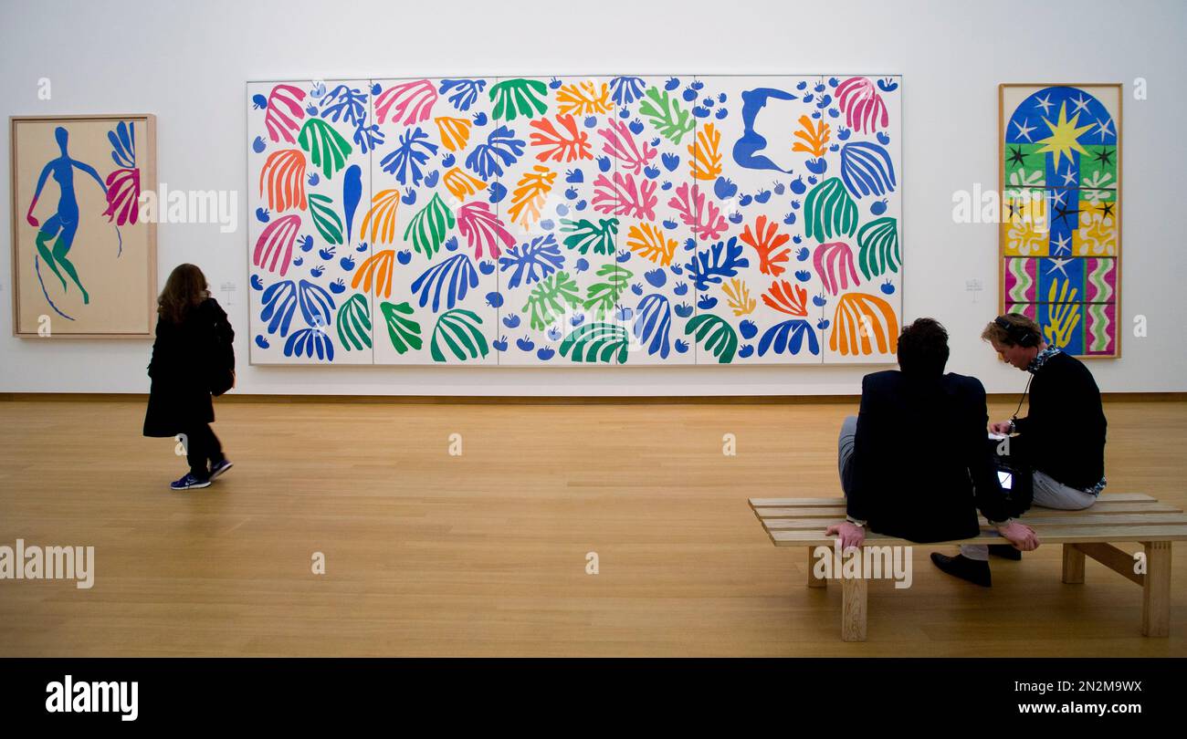 People look at the monumental paper cut-out The Parakeet and the ...