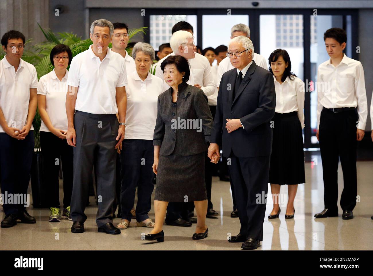 Singapore's President Tony Tan, front right, and his wife Mary Chee ...