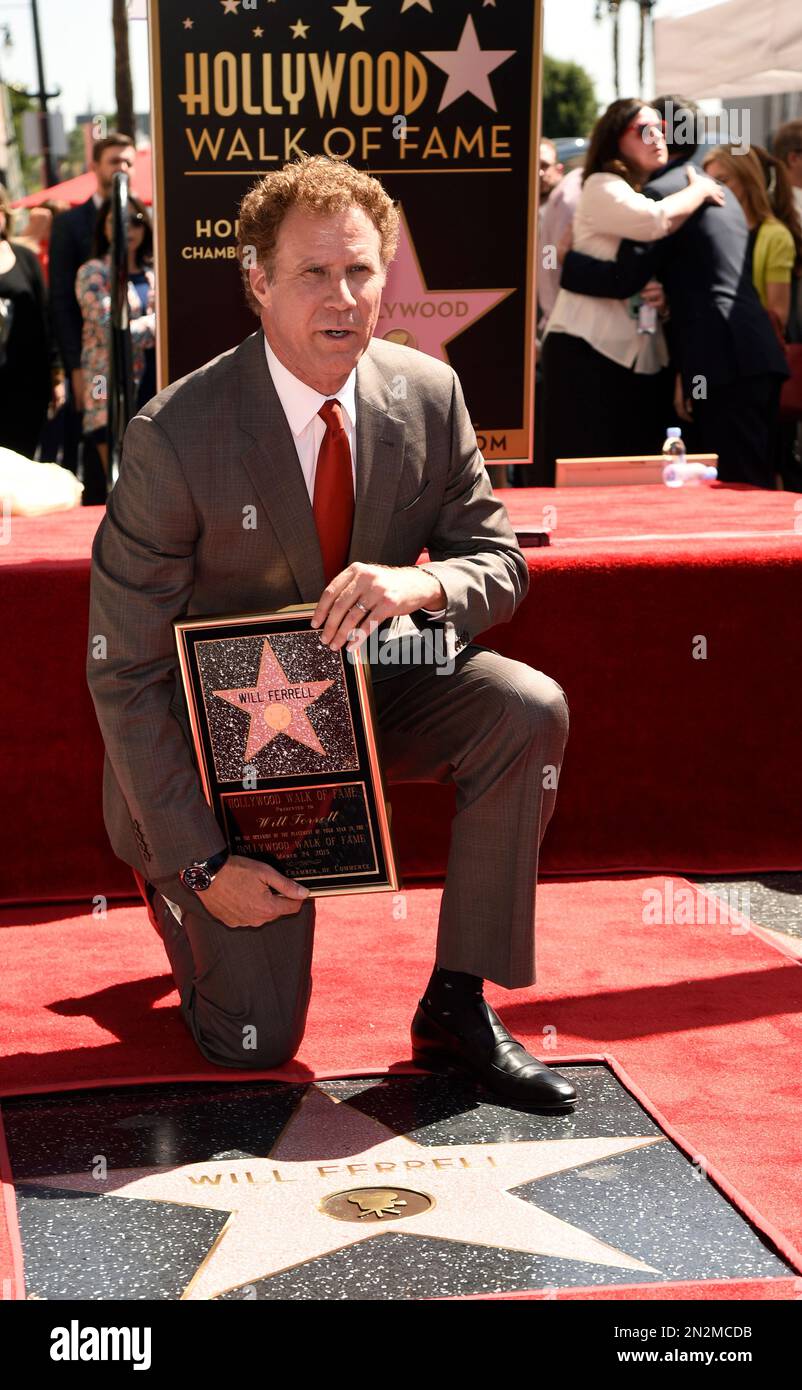 Actor Will Ferrell poses atop his new star on the Hollywood Walk of ...