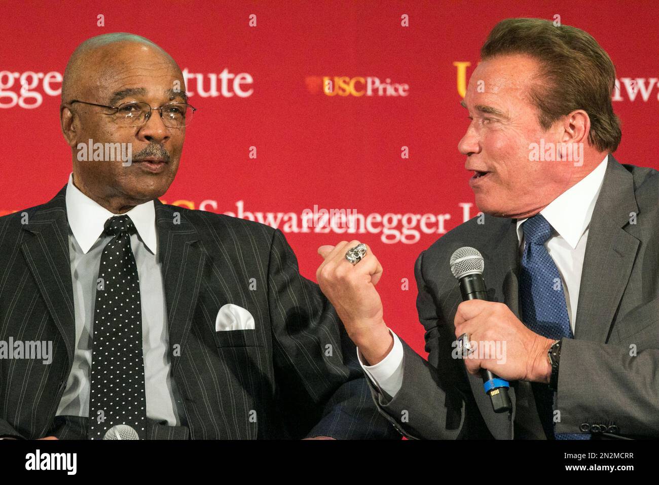Former California Gov. Arnold Schwarzenegger, right, praises Dr. Rod ...