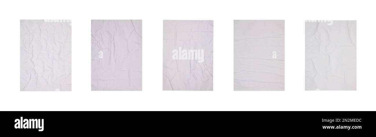 Collection of creased blank posters on white background. Banner design ...