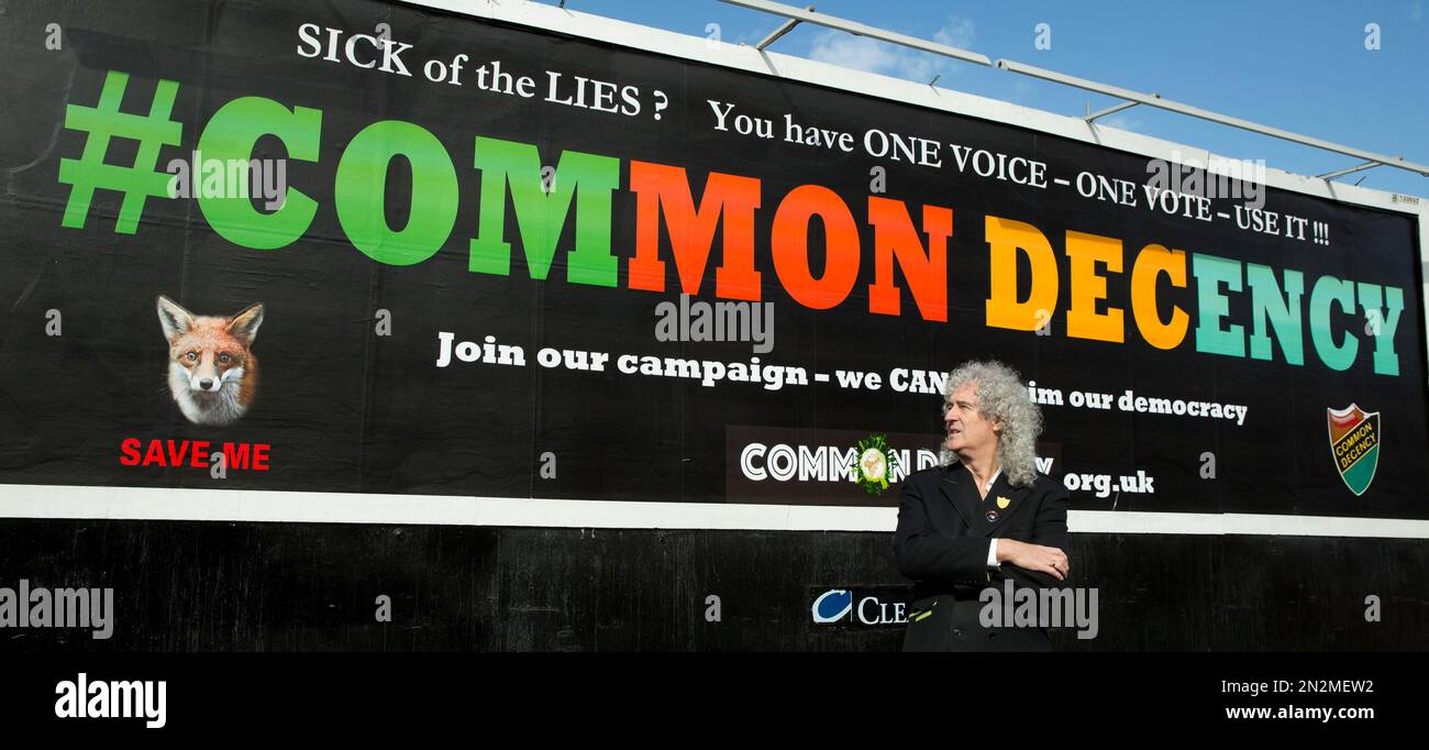 British rock group Queen guitarist Brian May reacts to the ...