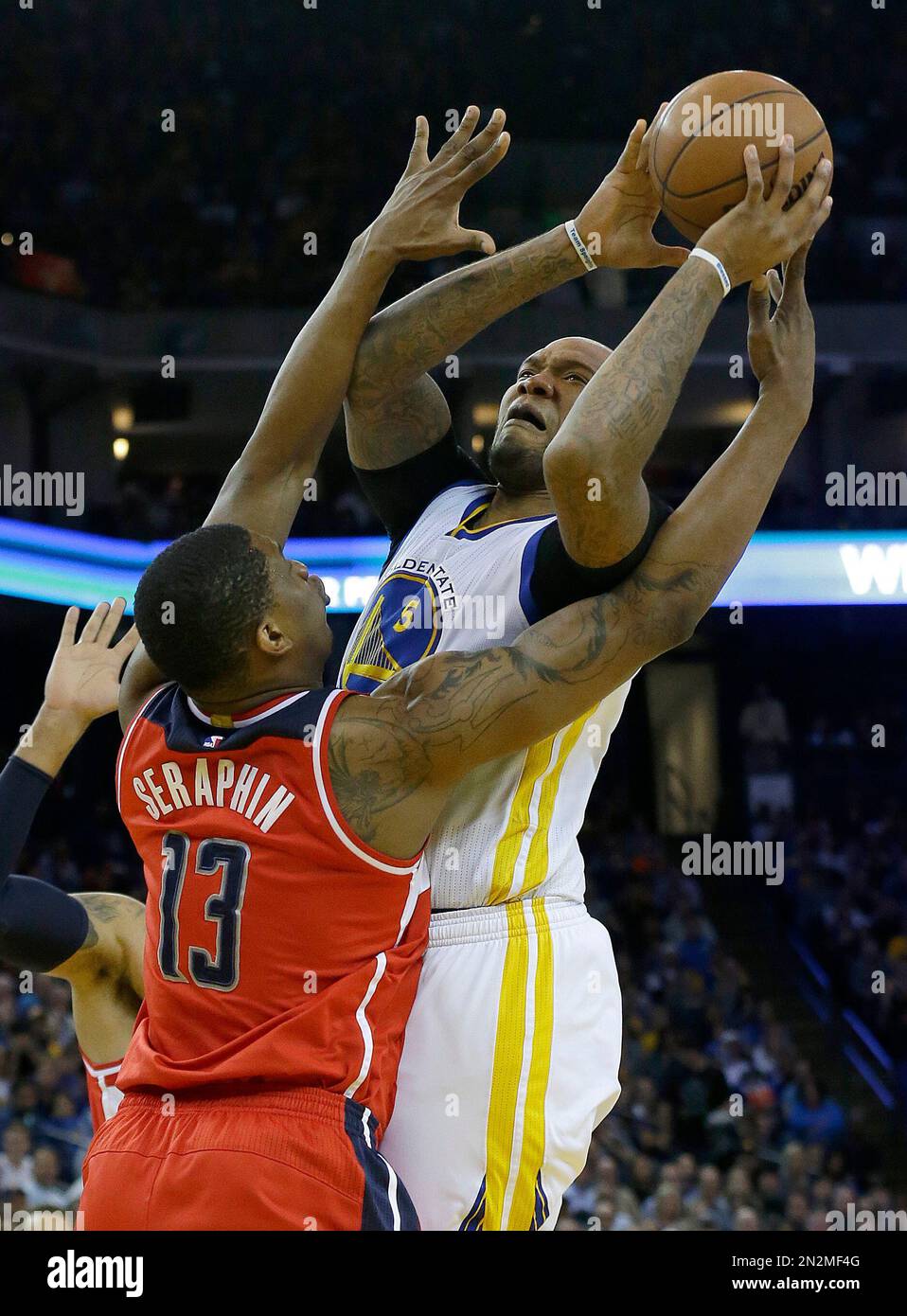Golden State Warriors forward Marreese Speights (5) shoots against ...