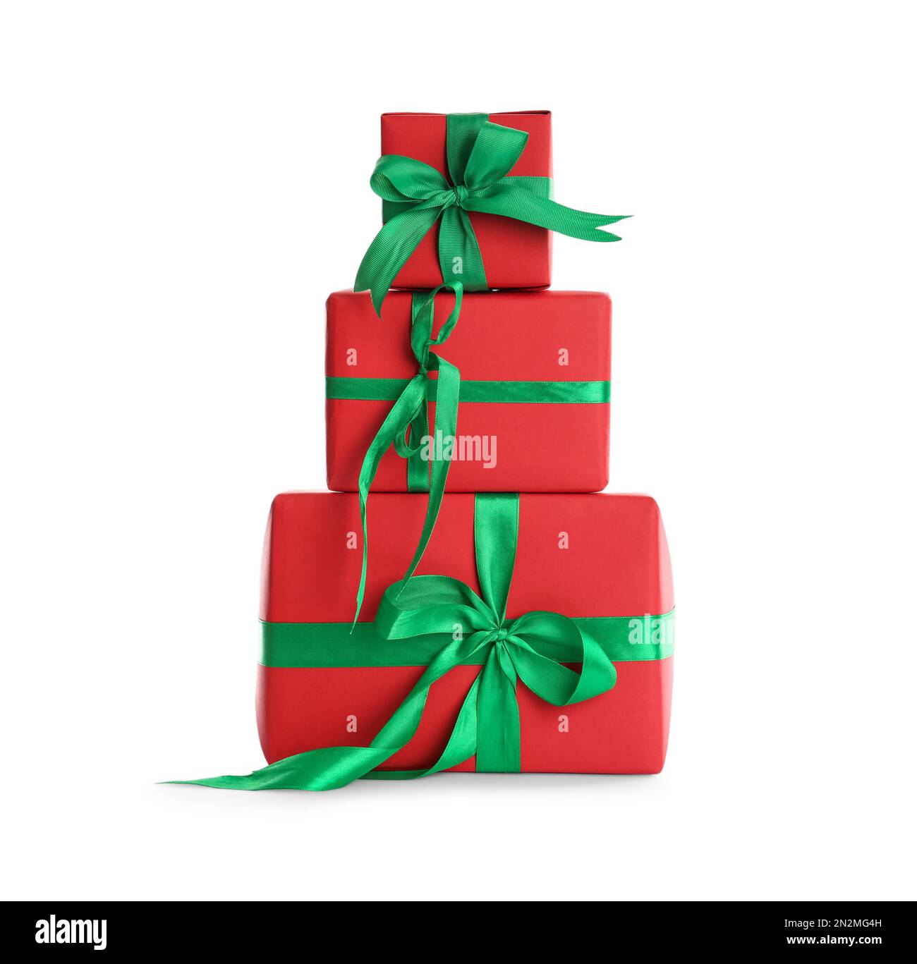 Different Christmas gift boxes on white background Stock Photo - Alamy