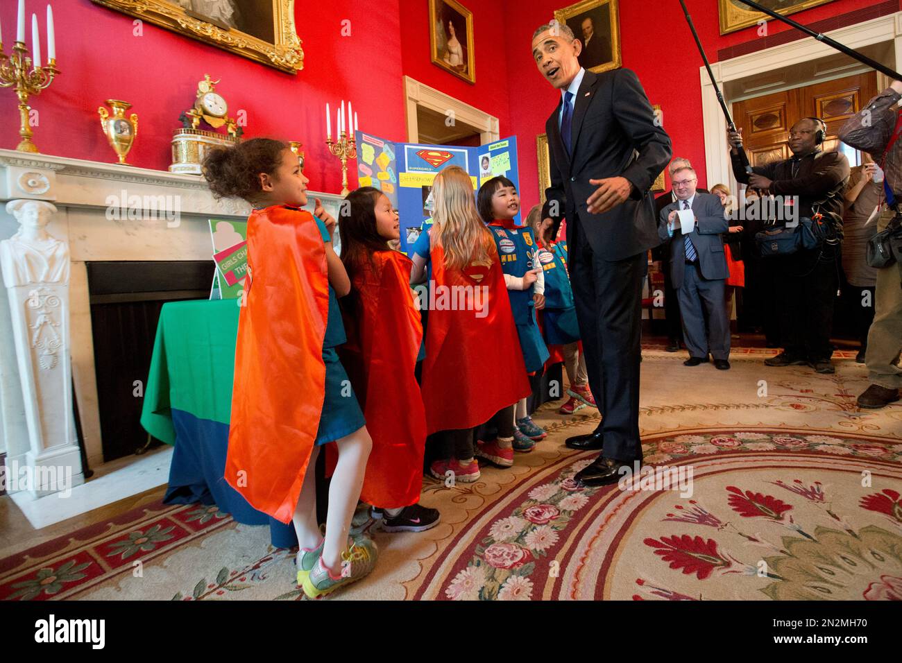Dressed in Superman capes, six-year-old Girl Scouts from Tulsa, Okla ...