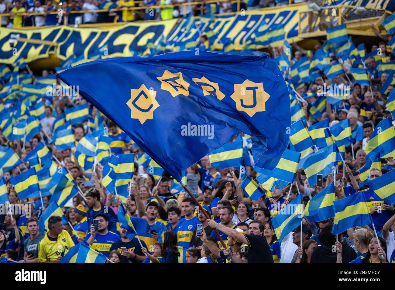 Argentina, Buenos Aires, 05 February 2023: fans of Boca Juniors with ...