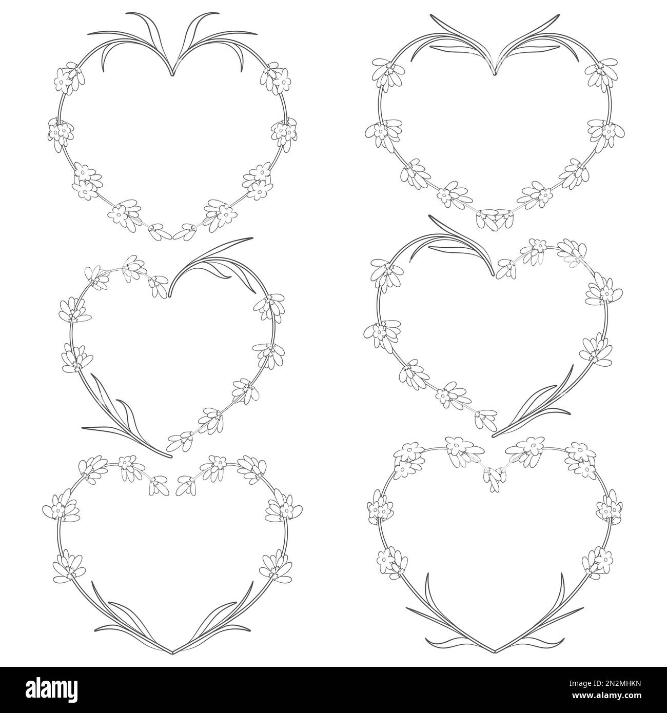 Set Of Vector Heart Of Flowers Of Lavender Isolated Objects On White Stock Vector Image And Art