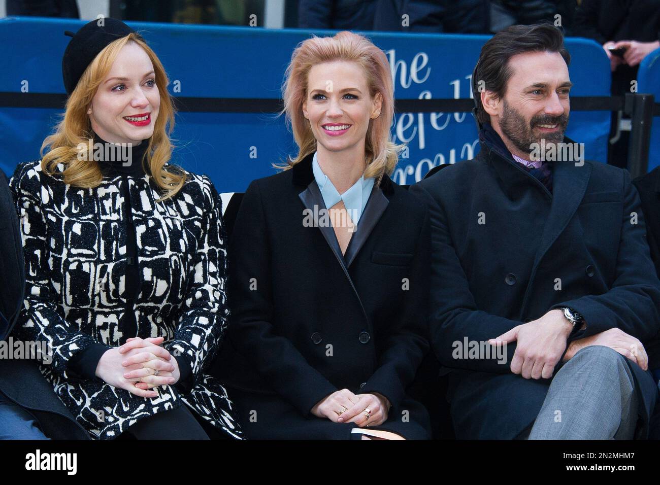 Christina Hendricks, left, January Jones and Jon Hamm help unveil a ...