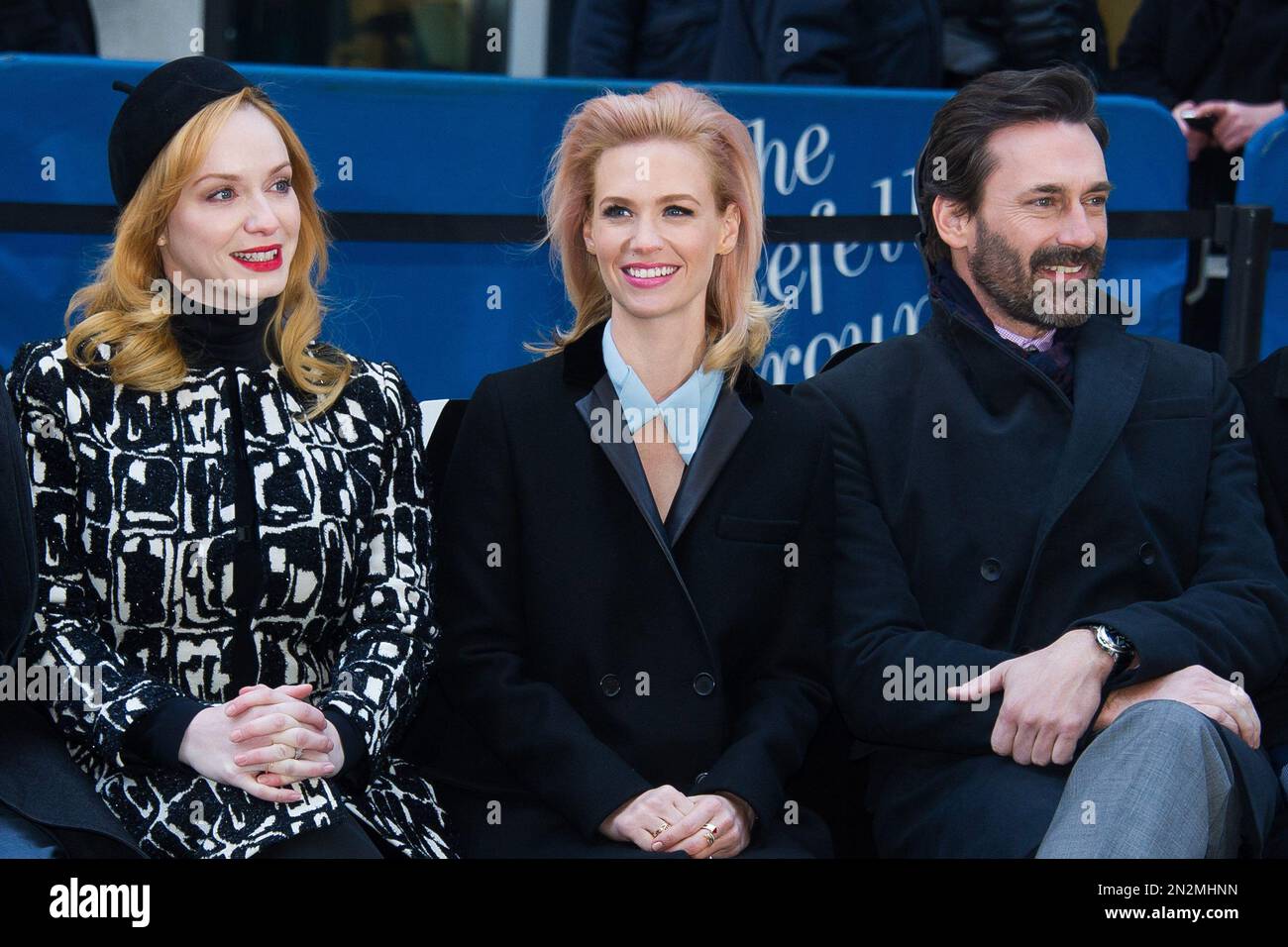 Christina Hendricks, left, January Jones and Jon Hamm help unveil a ...