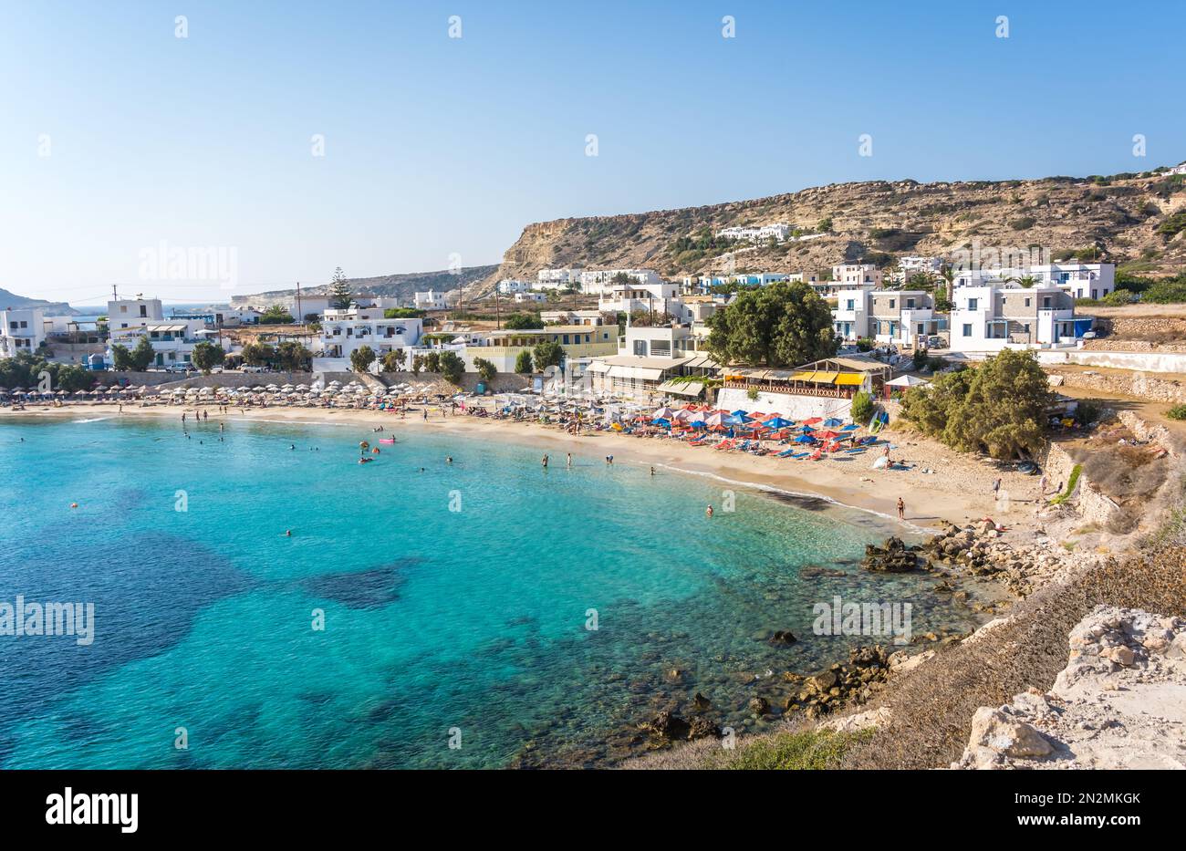 Lefkos Beach, Karpathos, Greece - August 2022 : White sandy beach and ...