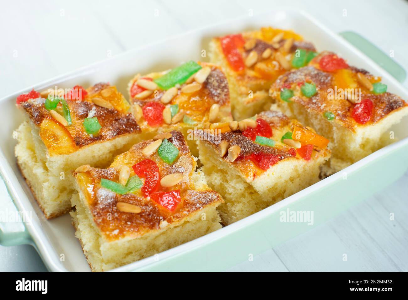 Coca de sant joan. Traditional San Juan cake to celebrate the arrival ...