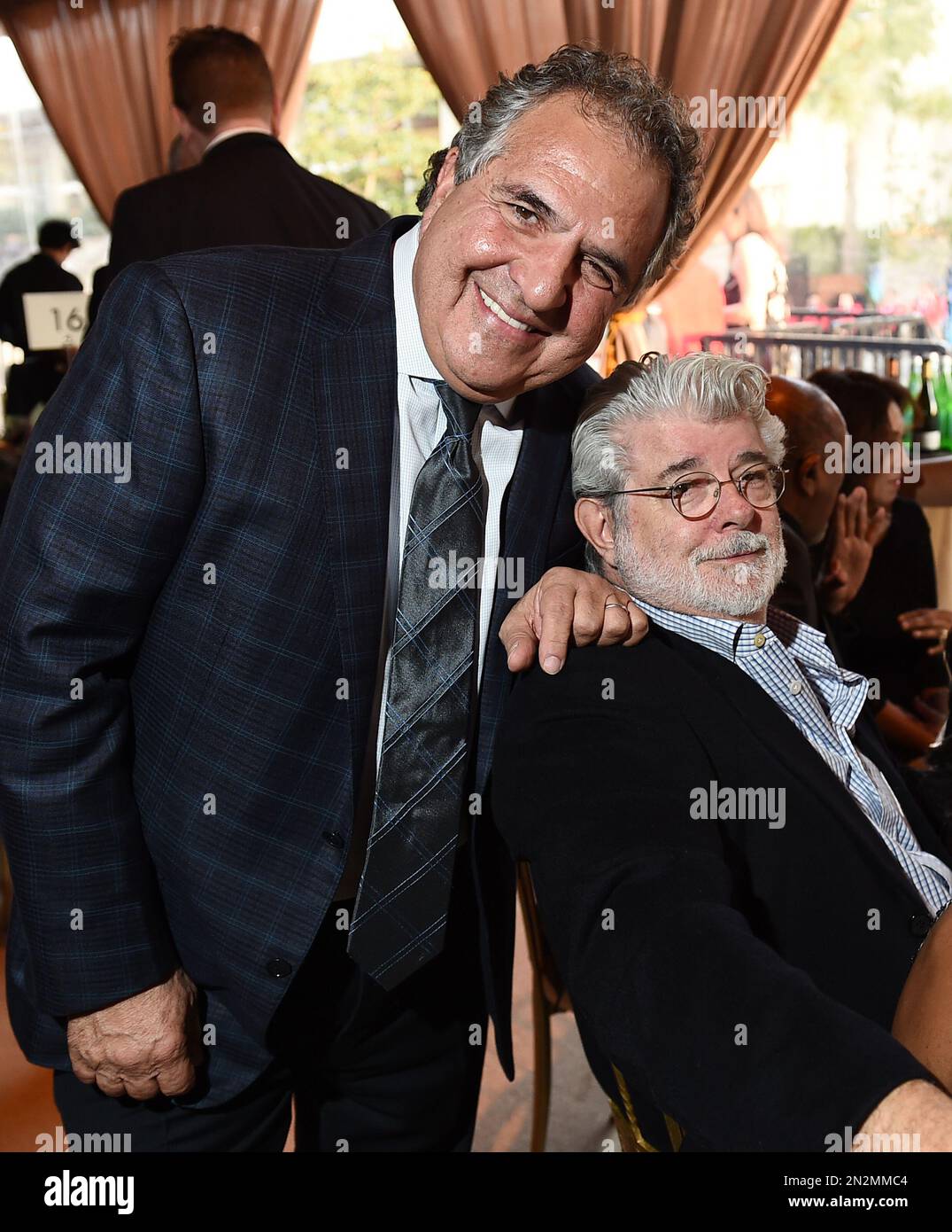 James Gianopulos, left, and George Lucas attend Backstage at the Geffen ...