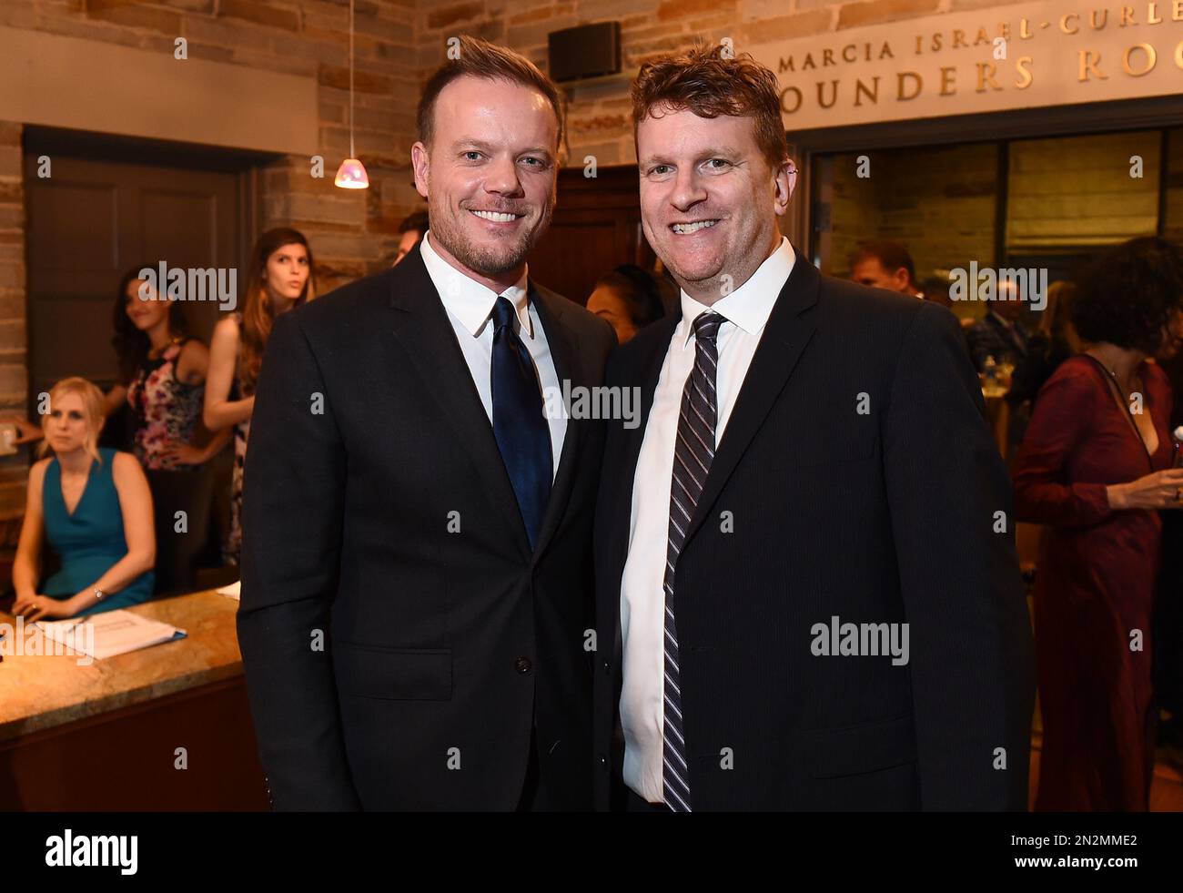 Jason Moore, left, and Gil Cates Jr. attend Backstage at the Geffen on ...