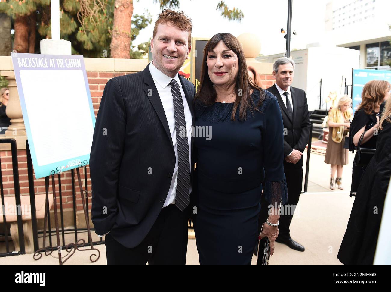 Gil Cates Jr., left, and Anjelica Huston attend Backstage at the Geffen ...