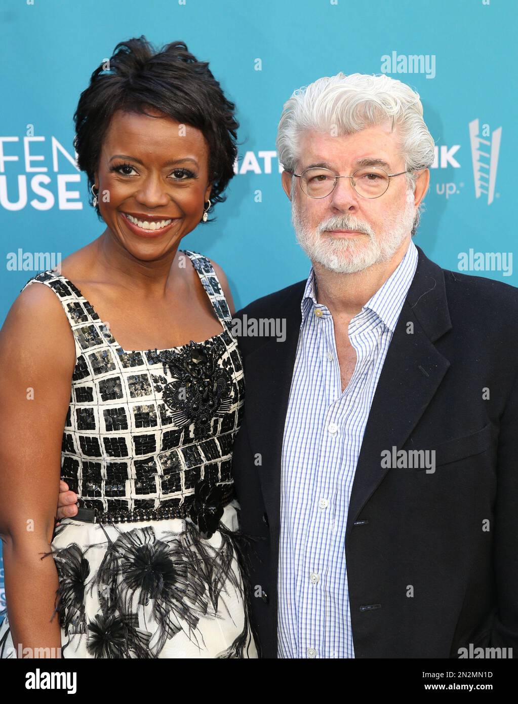Mellody Hobson, left, and George Lucas attend Backstage at the Geffen ...