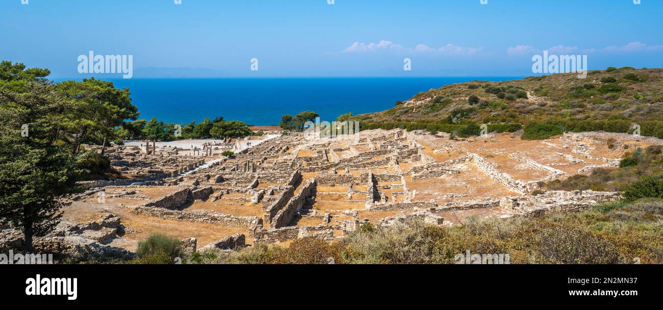 Panorama of the Archaeological site of Ruins of Ancient Kamiros, Rhodos ...