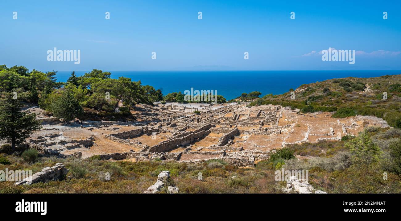 Panorama of the Archaeological site of Ruins of Ancient Kamiros, Rhodos ...